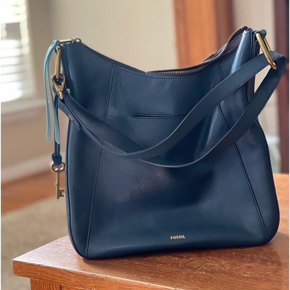 Fossil | Bags | Fossil Blue Leather Shoulder Bag Euc | Poshmark